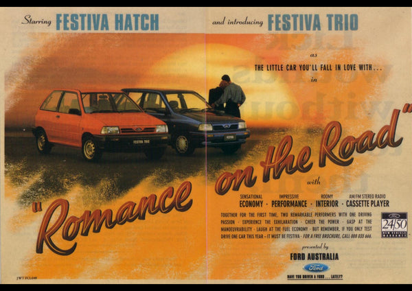 1992 FORD FESTIVA TRIO AND HATCH AUSSIE AD ART PRINT POSTER – WOW Posters